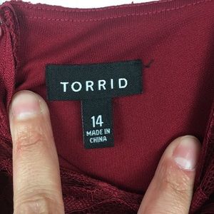 torrid | Dresses | Torrid Red Lace Layered Short Sleeve Dress Size 4 ...